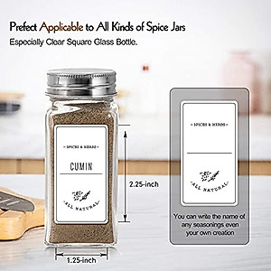 AOZITA 24 Pcs Glass Spice Jars with White Printed Spice Labels - 4oz Empty Square Spice Bottles - Shaker Lids and Airtight Metal Caps - Silicone Collapsible Funnel