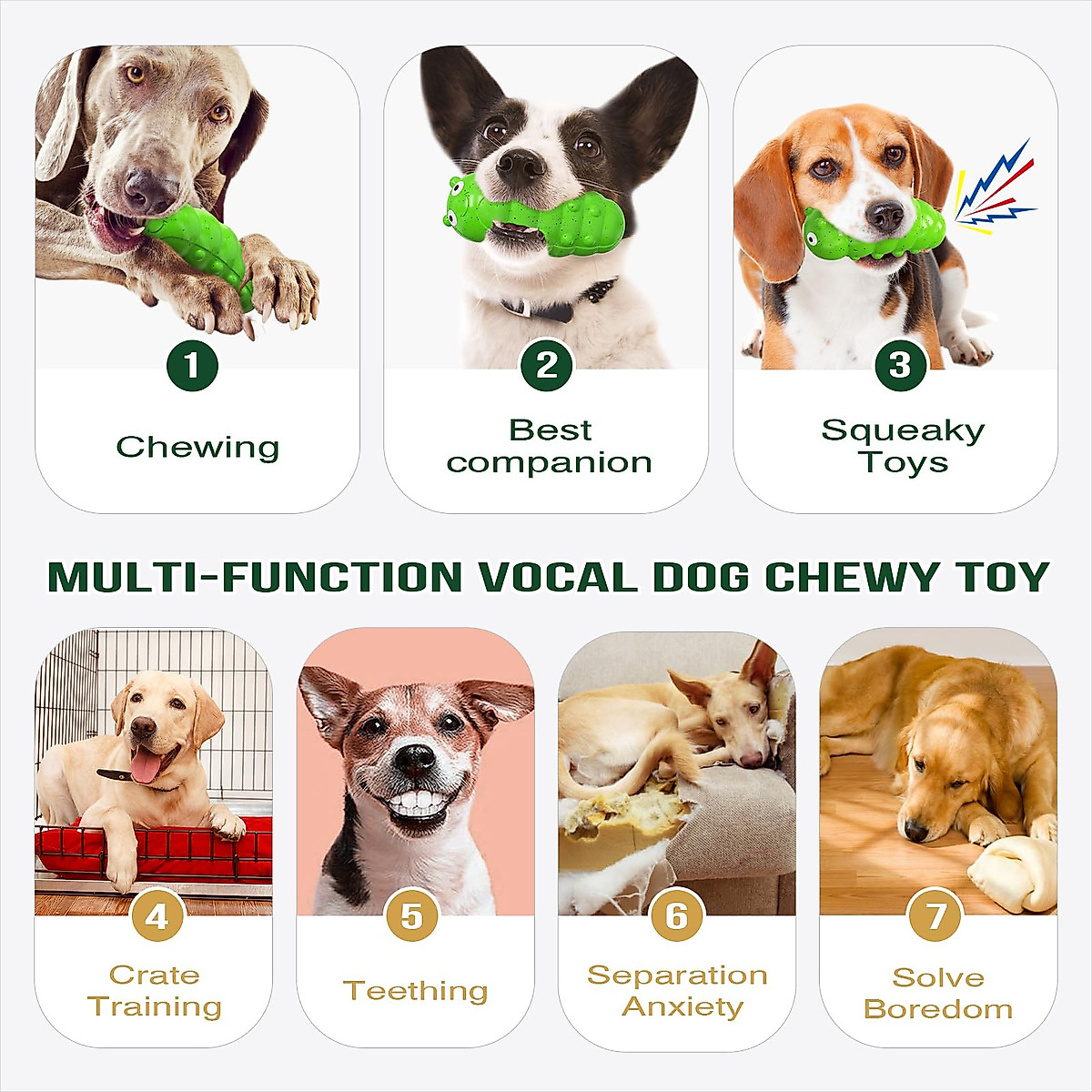 zaabaazina Dog Chew Toy for Aggressive Chewers, Squeaky Dog Toy Interactive Cute Shape, Teeth Grinding and Cleaning Function Retrieval Dog Toy Safe Material, Easy to Use