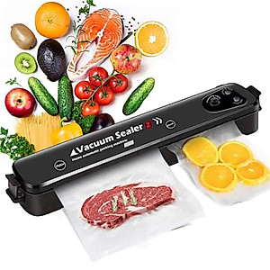 Vacuum Sealer machine - Vacuum Sealers Machine - vacuum sealers Food Saver - Bag sealer & Food sealer - One-Key Automatic Air Sealing System for Dry & Moist Fresh Modes - sealer bags 10pcs (Black)