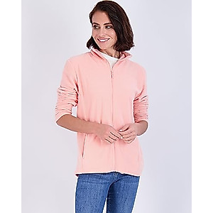 Real Essentials 2 Pack Women's Classic-Fit Womens Women Long-Sleeve Sweatshirt Sweater Pullover Warm Full Outerwear Zipped Long Sleeve Full-Zip Polar Soft Fleece Jacket - Set 8, S