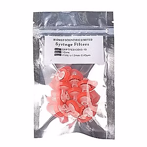 Biomed Scientific Syringe Filters PTFE 13mm Diameter 0.45um Pore Size Non Sterile Pack of 10