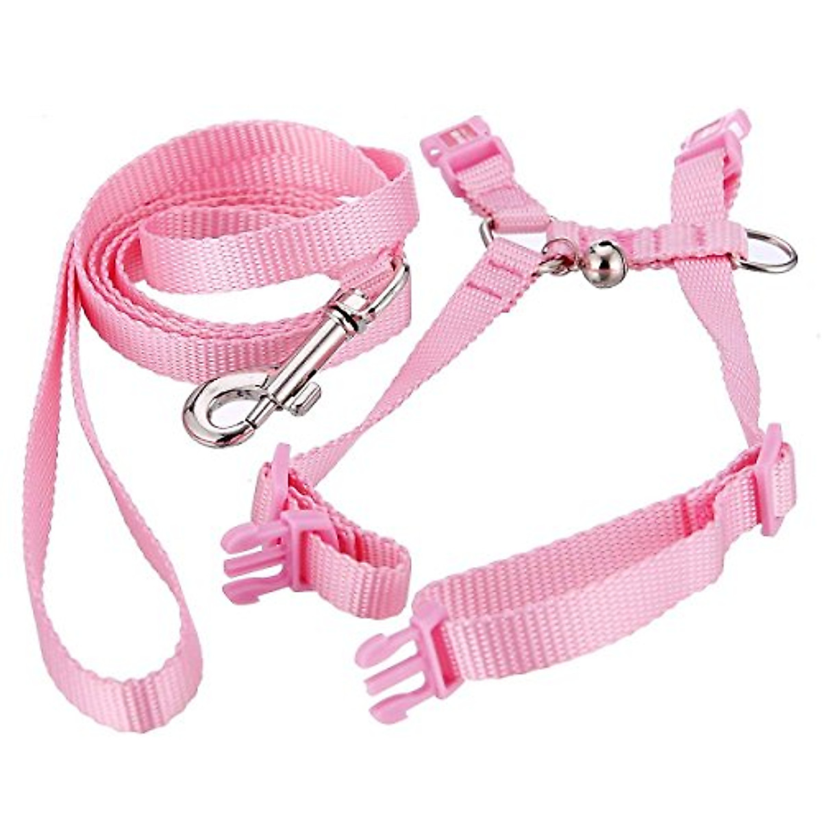 Rabbit Bunny Harness with Leash Adjustable Soft Nylon Harness Rabbit Vest Harness Lead Leash Pink Blue Lead Leash All Season for Small Animals (Pink)