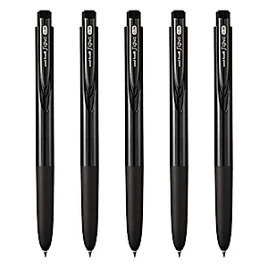 Uni-ball Signo RT1 Retractable Gel Ink Pen, Ultra Micro Point 0.28mm, Rubber Grip, Black Ink, UMN-155-28, Value Set of 5