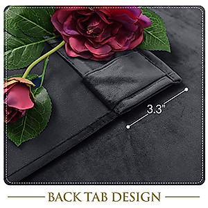 StangH Grey Velvet Curtains 96 inches - Thick Plush Velvet Blackout Drapes, Back Tab Design Insulated Window Covering for Living Room/French Door, W52 x L96, 2 Panels
