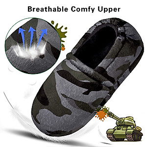 festooning Boys House Slippers Comfy Slip On Memory Foam Bedroom Shoes Indoor Outdoor Slipper for Big Little Kids Grey 1-2 M US