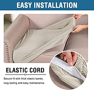 H.VERSAILTEX Super Stretch Individual Seat Cushion Covers Sofa Covers Couch Cushion Covers Slipcover Sets Thick Jacquard Textured Twill Fabric (3 Piece Sofa Cushion Covers, Island Fossi)