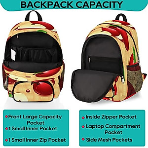 Apples Pattern Bookbag School Backpack Teens Girls Boys Schoolbag Shoulder Computer Hiking Gym Travel Casual Travel Daypack