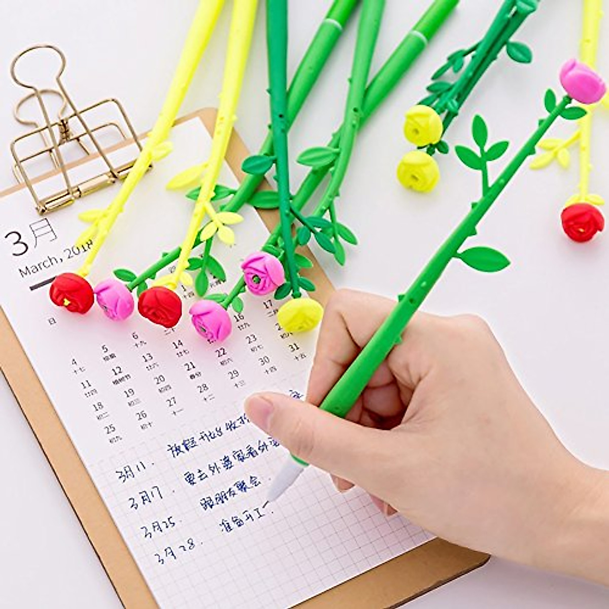 Opla3ofx Creative Flower Gel Ink Pen Cute Stationery School Office Supplies Kids Gift Fine point, Durable and Smoth to Write Green