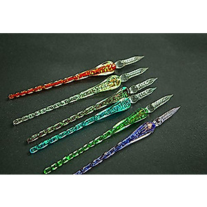 XIAOYU Luminous Glass Dip Pen Ink Set - Crystal Glass Dip Pen with 12 Colorful Inks for Art, Writing, Signatures, Calligraphy - Ice Blue