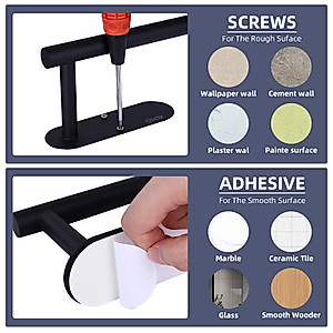 CXDCYN Thickened Paper Towel Holder - SUS304 Stainless Steel Paper Towel Holder Wall Mount, Self-Adhesive or Drilled, Under Cabinet Paper Towel Holder for Kitchen, Bathroom, Storeroom，Black 1-Pack