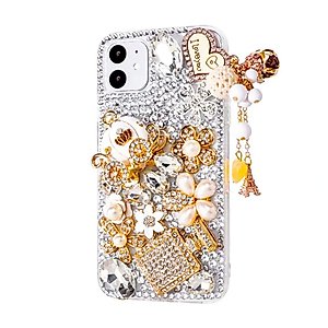 Max-ABC iPhone 11 Bling Glitter Case,Luxury Shiny Diamond Crystal Rhinestone Sparkly Jewelled Gemstone Pumpkin Car 3D Handmade Clear Cover Case for iPhone 11 6.1''
