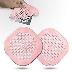 2 Pack Drain Hair Catcher Durable Silicone Drain Protector Bathroom Accessories Hair Stopper Drain Cover for Shower Kitchen Bathroom Tub Pink