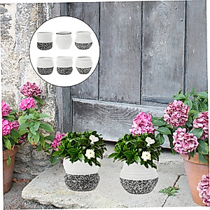 Yardenfun 6pcs White Planter Succulents Ceramic Office Adorable Flowers Containers Black Outdoor Glazed Garden for Porcelain Bonsai Balcony Nursery Pots with Tiny Mini Gardening