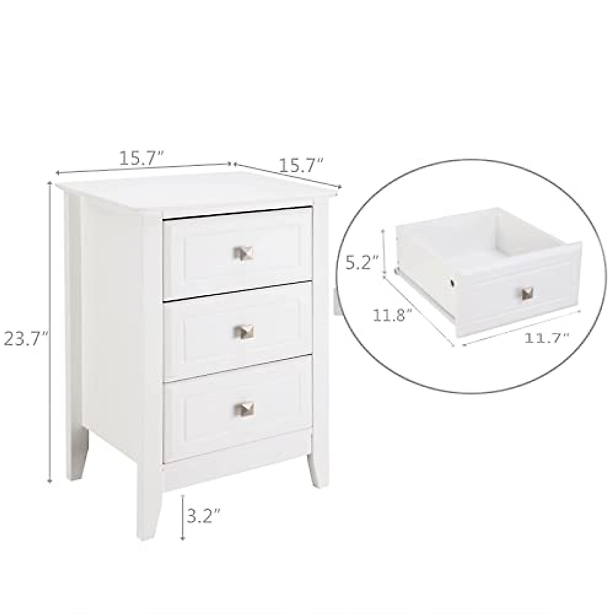 Bonnlo Upgraded White Night stands for Bedrooms Set of 2, Modern Nightstand with 3 Drawers, Wooden Bed Side Table/Night Stand for Small Spaces, College Dorm, Kids’ Room, Living Room, 16W x 16D x 24H