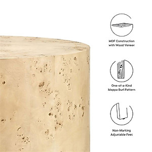 Modway EEI-6274-NAB Cosmos 35" Round Burl Wood Coffee Table, Natural Burl