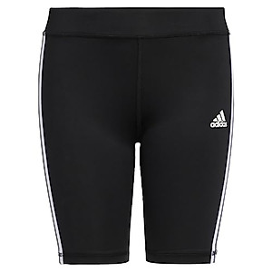 adidas Girls' Little Detached Waistband 3 Stripe Bike Short, Black, Small (7/8)