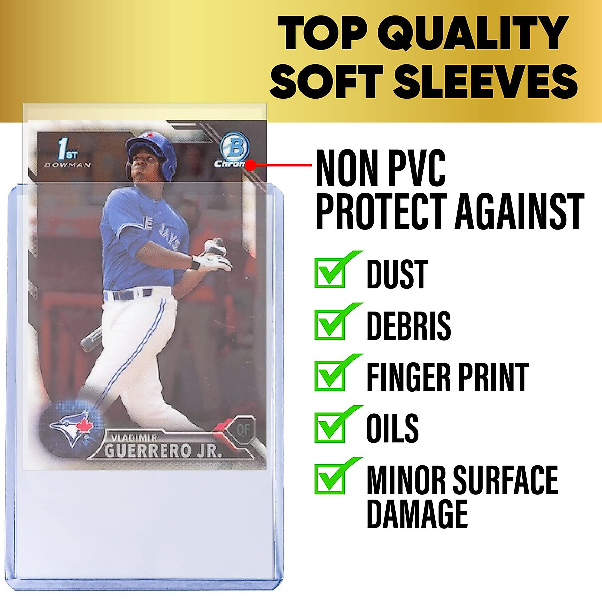 Premium Clear Toploaders and Penny Sleeves (100 35 Point Thickness Hard Plastics Ultra Card Protectors + 100 Cards Sleeves) for Standard Size Pro Sports Collectible Card