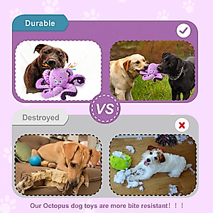 Dog Toys for Large Breed, Octopus Squeaky Funny Cute Interactive Medium & Small Dog Toys, Stuffed Plush Animals Puppy Toys, Dog Birthday for Dog Presents - Octopus