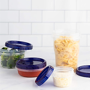 PLASTICPRO Twist Top Deli Containers Clear bottom With blue Top Twist on Lids Reusable, Stackable, Food Storage Freezer Container (6, 4 OUNCE)