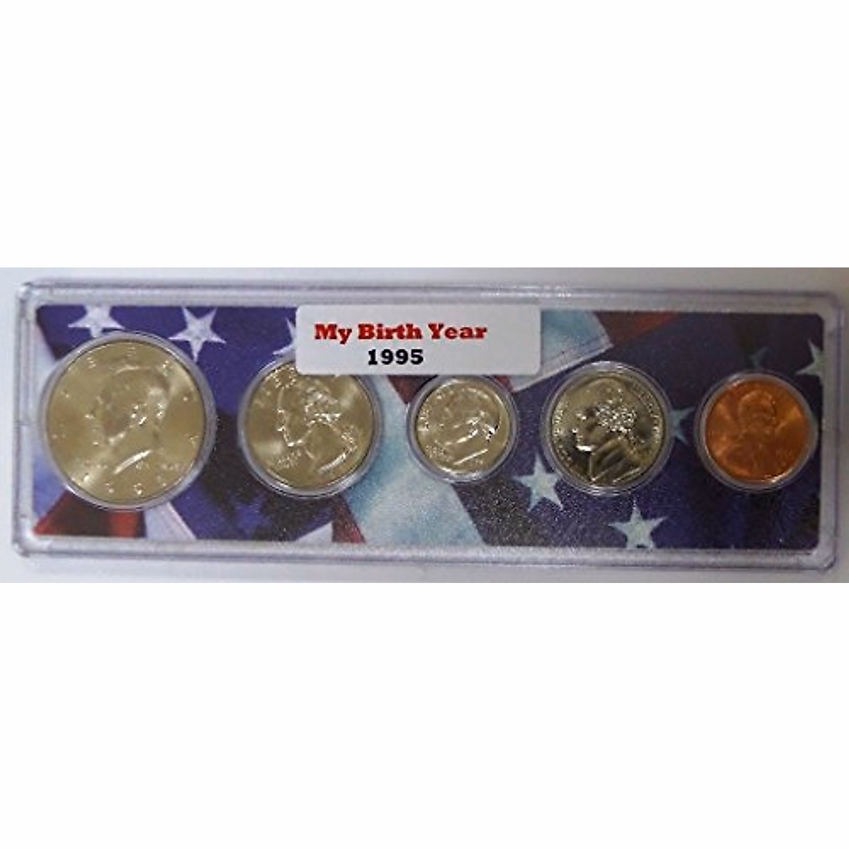 1995-5 Coin Birth Year Set in American Flag Holder Uncirculated