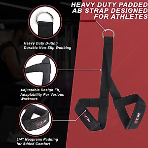 Reverse Squat AB Strap Prfect for Training Abs and Hip Flexors. Elite Speed, Jumping, and Explosiveness for men and women. (Straps for Cable Machines) Knee Protection, Leg Strength, and Deep Core.