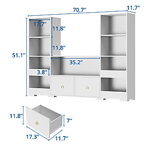 Cozy Castle 4 Tier Book Shelf, 9 Cube Storage Organizer Bookshelf with Drawers, Toy Storage Organizer, Horizontal Bookcase for Living Room, Playroom, White