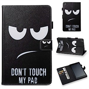Case for 2016-2018 Kindle Fire HD 8 - MonsDirect PU Leather Smart Case Cover with Auto Wake/Sleep for Kindle Fire HD 8 Tablet (8" 2018 2017 2016 Release, 8th/ 7th / 6th Generation), Don't Touch My Pad