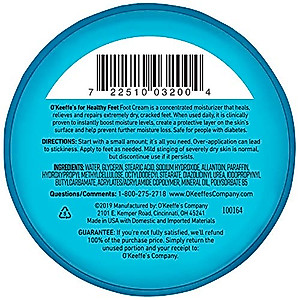 O'Keeffe's for Healthy Feet Foot Cream; Guaranteed Relief for Extremely Dry; Cracked Feet; Instantly Boosts Moisture Levels; 3.2 Ounce Jar; (Pack of 2)