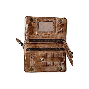 Bed|Stu Women's Cadence Leather Wallet, Crossbody or Clutch (Tan Rustic)