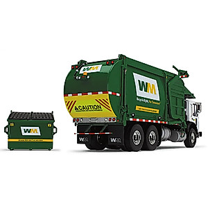 Mack TerraPro Waste Management Refuse Garbage Truck with Wittke Front Load White and Green with Garbage Bin 1/34 Diecast Model by First Gear 10-4001D