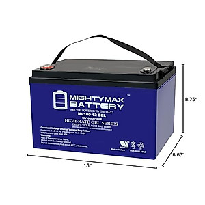Mighty Max Battery ML100-12GEL - 12 Volt 100 AH, GEL Type, Internal Thread (INT) Terminal, Rechargeable SLA AGM Battery