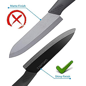 QUELLANCE Ceramic Chef Knife, Ultra Sharp Professional 6-Inch Ceramic Kitchen Chef's Knife with Sheath Cover, Perfect Sharp Knife for Cutting Boneless meats, Sashimi, Fruits and Vegetables (Black)