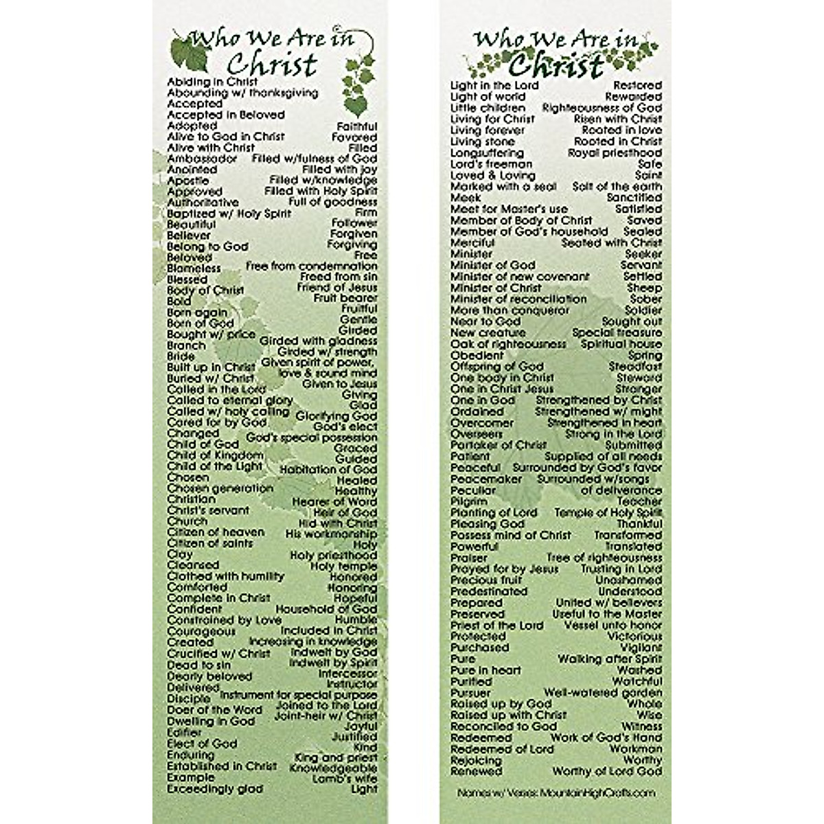 Who We are in Christ Bookmarks - Set of 10