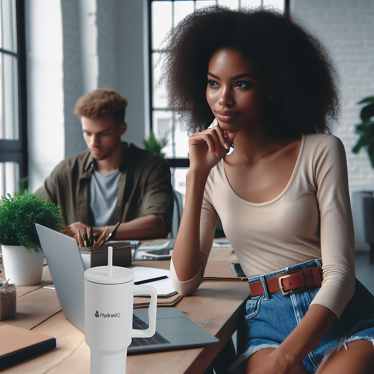 HydratiQ 40 oz Tumbler with Handle and Straw Spill Proof Insulated Water Bottle Leak Proof Stainless Steel Cup Holder Travel Mug Hot Cold Vaso Termico