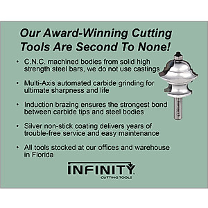 Infinity Cutting Tools 1/4" Shank, mini-Mega Flush Trim Bit, 5/8" C.D. x 7/8" C.H. | Carbide Tip | Heavy-Duty | for Handheld Or Table Mounted Wood Router