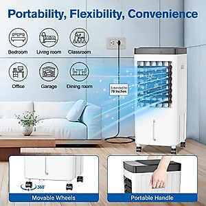 Air Conditioners, 2024 Upgraded Portable Air Conditioner with 3 Gal Water Tank, Air Conditioner Portable for Room with 6 Ice Box, 3-in-1 Super Wind Quiet Swamp Cooler, AC for Room/Bedroom/Garage75