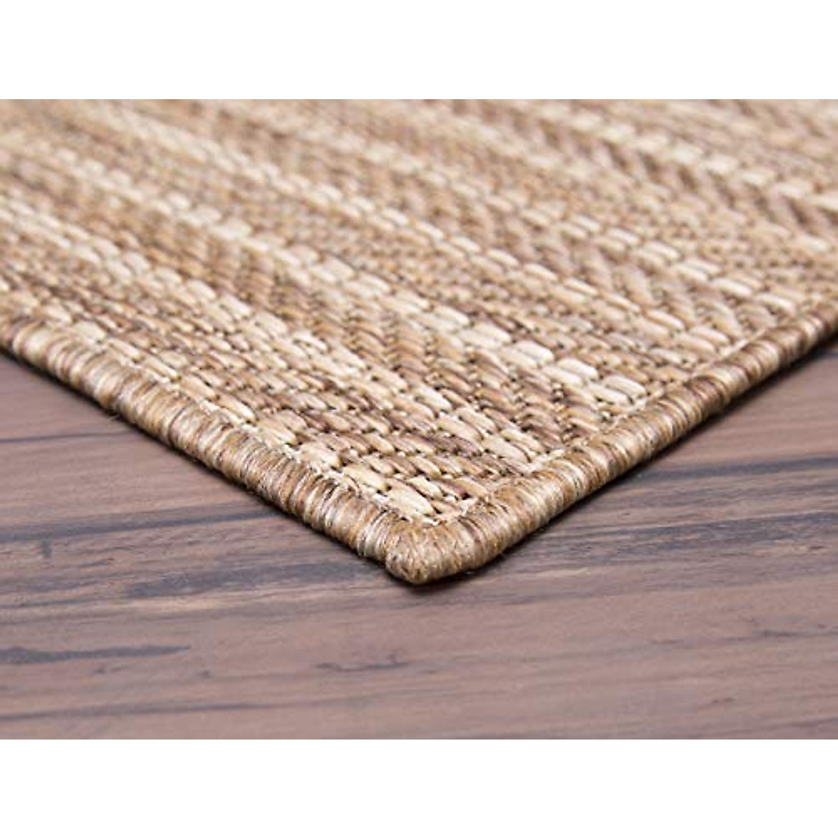 HOMEGNOME Indoor Outdoor Striped Rug (8'x10', Neutral Brown)