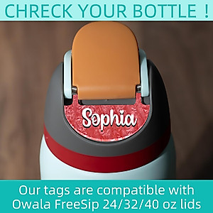 Personalized 3D Name Plate Compatible with Owala Water Bottle 24oz 32oz 40oz | 100 Color Options, 12 Font Options | Custom Name Plate Freesip Topper