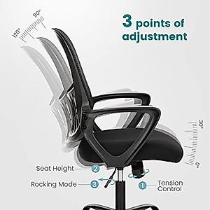 Office Chair, Ergonomic Office Chair Computer Chair Mesh Home Office Desk Chairs with Armrests, Rolling Swivel Chair with Lumbar Support Height Adjustable