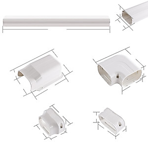 GUYAAC 11Ft Decorative PVC 4" Line Set Cover Kit 11Ft For Mini Split Air Conditioners And Central Air Conditoner&Heat Pumps Line Set Cover Kit