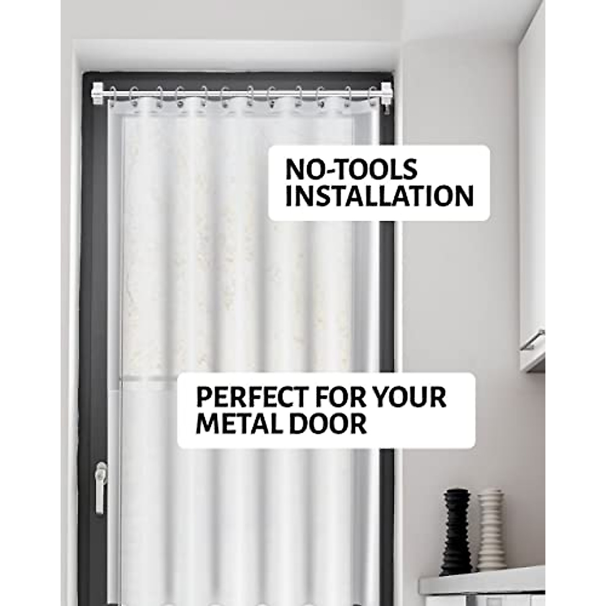 Skywin Magnetic Towel Holder for Refrigerator - 1 Pack Small Magnetic Curtain Rod for Metal Door with Adjustable Length - Fits Towels and Easily Attachable (White)