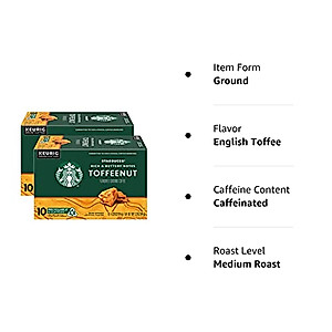 Starbucks Coffee Company Starbucks Flavored Ground Coffee K-Cup Pods, Toffeenut, Signature Collection, 100% Arabica Coffee, Recyclable K-Cups, 10 K-Cup Pods/Box (Pack of 2 Boxes)
