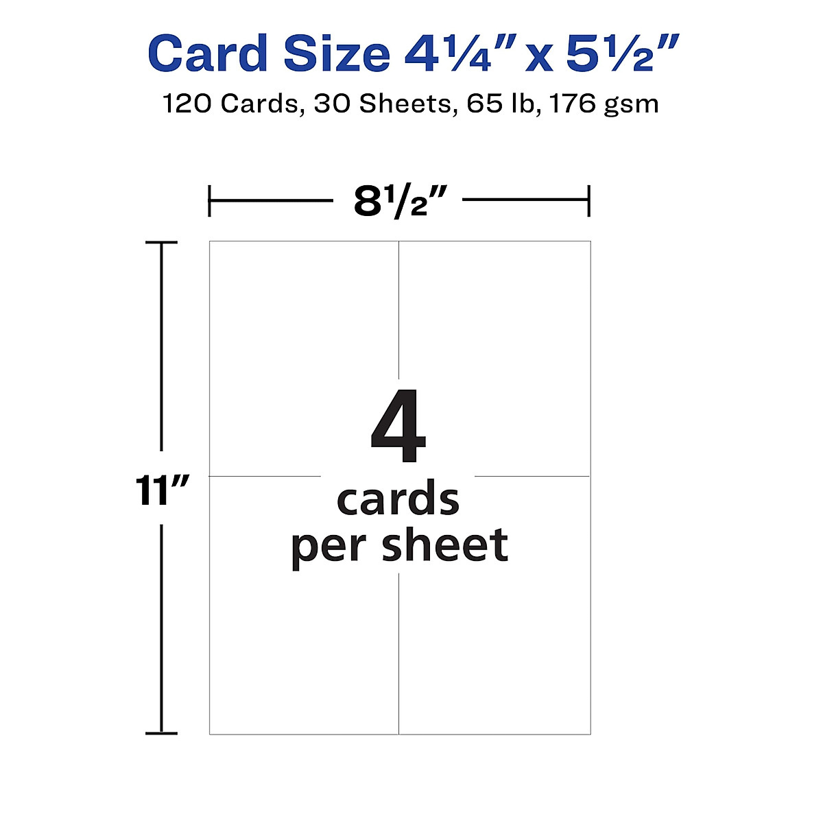 Avery Printable Cards, Inkjet Printers, 120 Cards, 4.25 x 5.5, Heavyweight, Textured (3380)