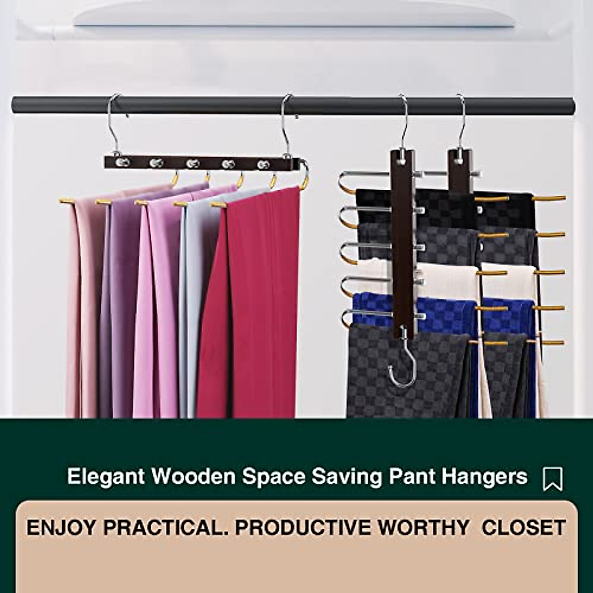 Ulimart Multi Functional Pants Rack -2 Pack- Pants Hanger 5-Layers Pants Hangers Space Saving,Pants Hangers for Men for Scarves Trousers Slack,Pants Organizer for Closet