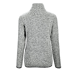 Dolcevida Fleece Jacket Women Long Sleeve Sweater Fleece Zip Up Speckled Jacket with Pockets (Light Grey Mix, M)
