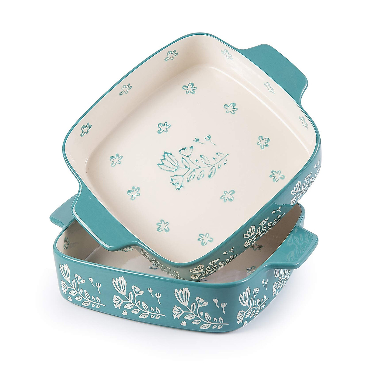 Wisenvoy Baking Dish 9x9 Baking Pan Ceramic Brownie Pan Casserole Dish 2-pecs Lasagna Pan Square Bakeware Sets Dish Pan