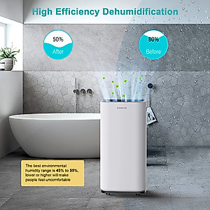 Kesnos 5000 Sq. Ft Large Dehumidifier for Home with Drain Hose and 1.19 Gallons Water Tank - Intelligent Touch Control and Low Noise, 24 Hr Timer Ideal for Basements, Bedrooms, Bathrooms, Laundry Rooms