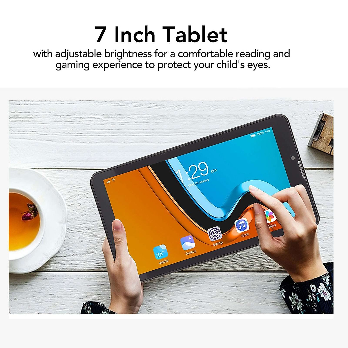 K50 Tablet 7 inch, Ultra Slim, FHD IPS Screen, Octa Core, WiFi Tableta with, 32GB Storage 128GB SD Expansion, 2MP 5MP, GPS, SIM, 3500mAh (Blue)