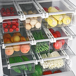 beogan Hanging Refrigerator Storage Drawers,Transparent Plastic Refrigerator Organizing Storage Boxes,Fresh-Keeping Boxes,Refrigerator Storage Containers For Fruits,Vegetables,And Meat