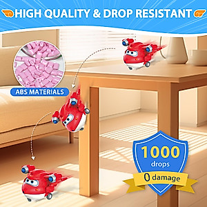 Super Wings 2" Transform-a-Bots 4-Pack, Supercharged Jett, Donnie, Astra, Sunny, Airplane Toys Vehicle Mini Figures, Fun Toys for Kids, Transformer Toys for 3 4 5 Year Old Boys and Girls